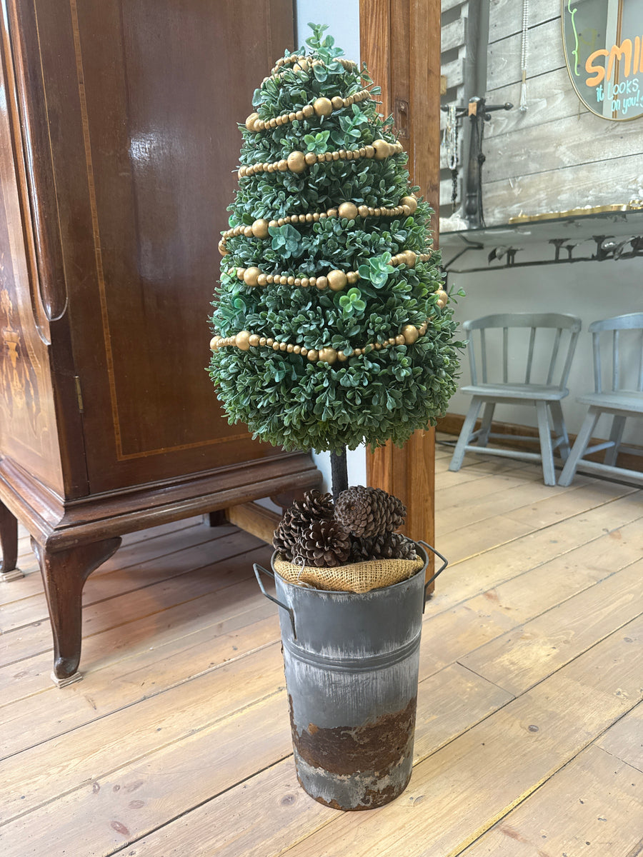Vintage Metal Bucket Base Topiary – Sycamore Grove | Design Co.